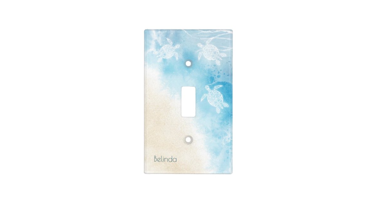 Watercolor Ocean White Turtle Light Switch Cover | Zazzle