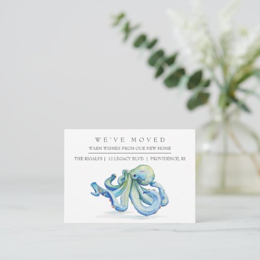 Watercolor Octopus New Home Moving Announcement | Zazzle