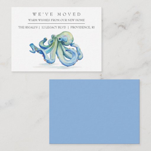 Watercolor Octopus New Home Moving Announcement | Zazzle