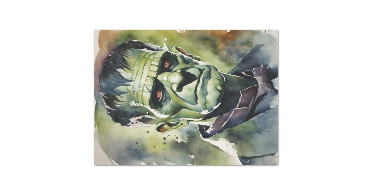 Watercolor of Spooky Monster Tissue paper | Zazzle