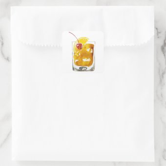 Watercolor Old Fashioned Square Sticker | Zazzle