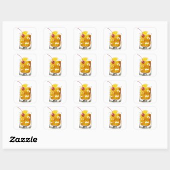 Watercolor Old Fashioned Square Sticker | Zazzle