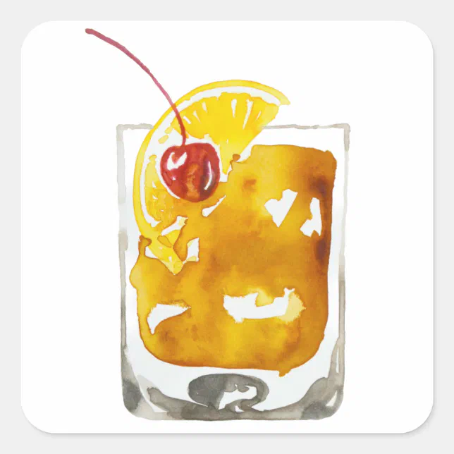 Watercolor Old Fashioned Square Sticker | Zazzle