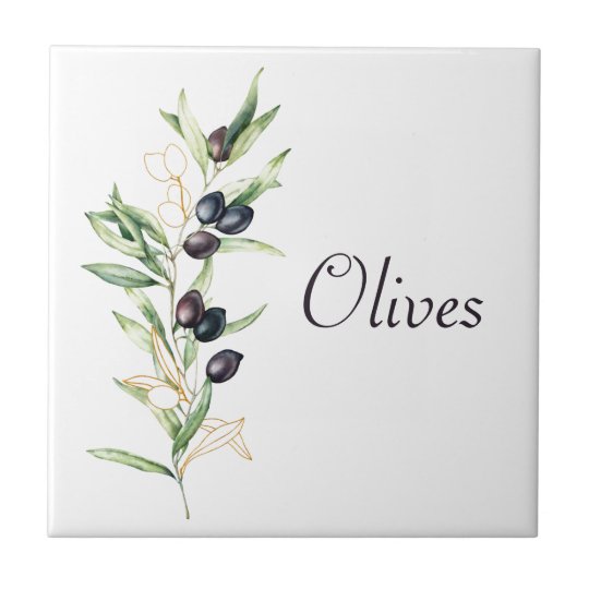 Watercolor Olive Branch Ceramic Tile | Zazzle.com