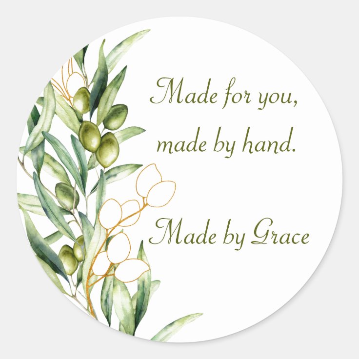 Watercolor Olive Branch Classic Round Sticker | Zazzle
