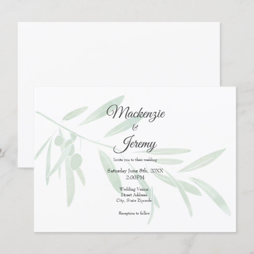Watercolor Olive Branch Invitation | Zazzle