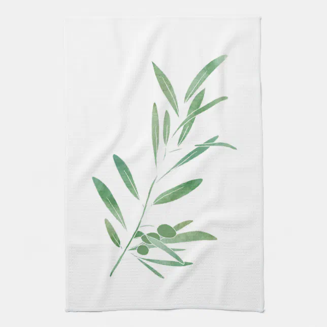Watercolor Olive Branch Kitchen Towel | Zazzle