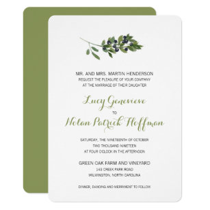 Olive Green Wedding Invitations | Zazzle