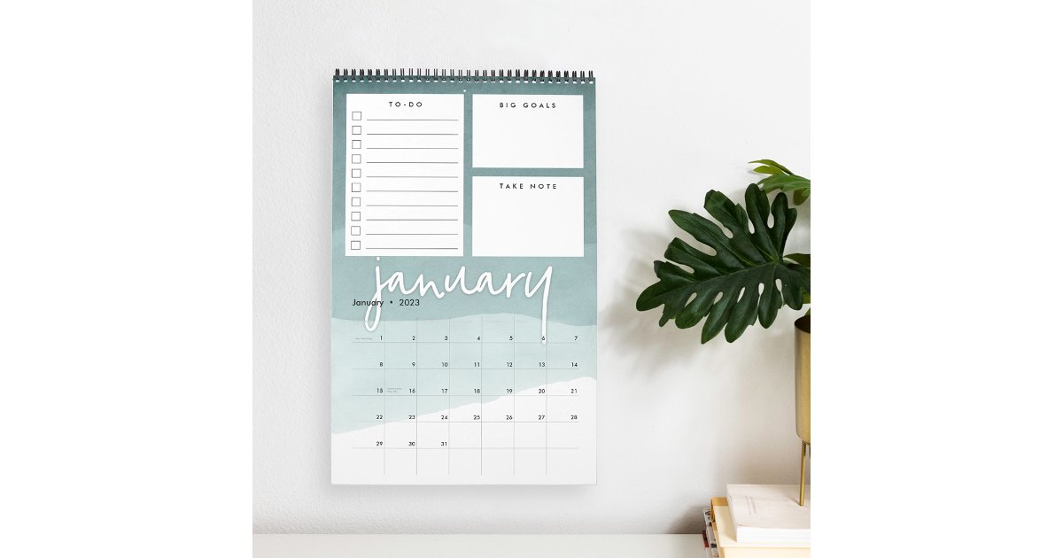 Watercolor Ombre Monthly Planner Calendar | Zazzle