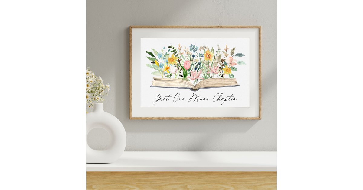 Watercolor Open Book with Flowers Floral Aesthetic Poster | Zazzle