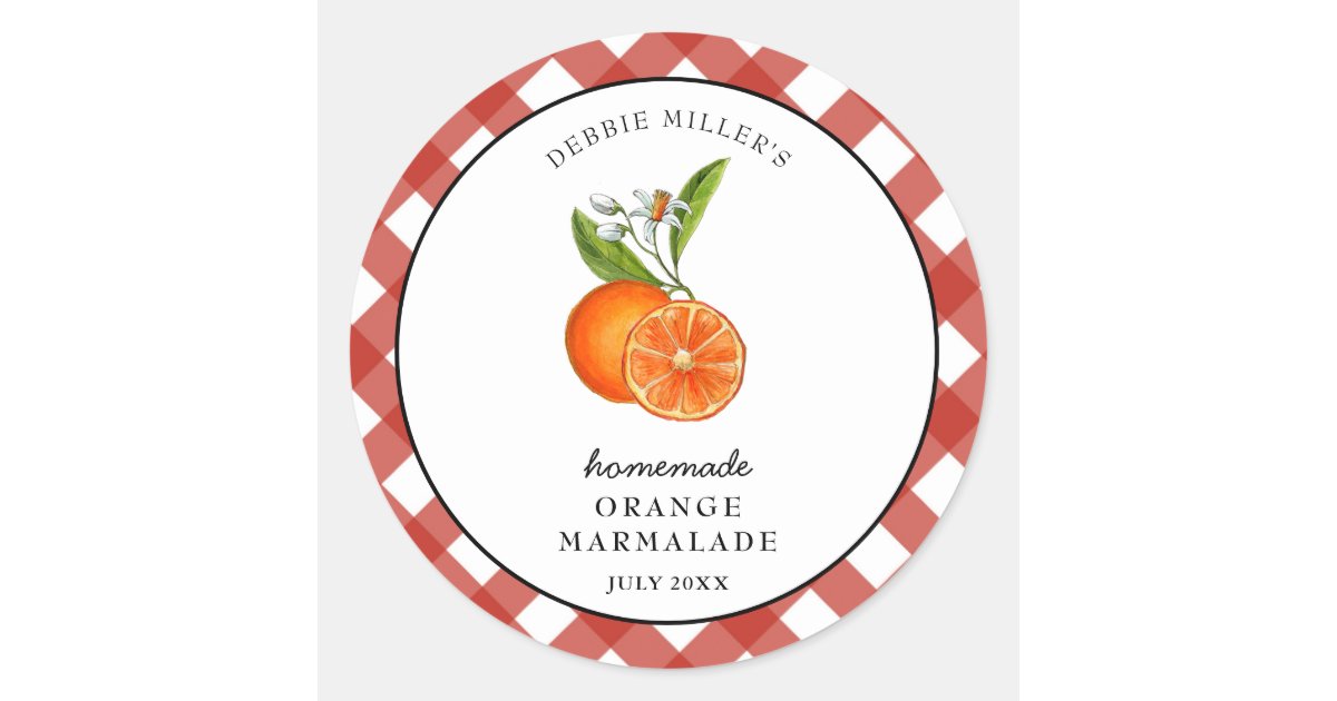 Watercolor Orange Marmalade Jam jar Classic Round Sticker | Zazzle