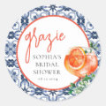 Watercolor Orange Spritz Grazie Favors Classic Round Sticker | Zazzle
