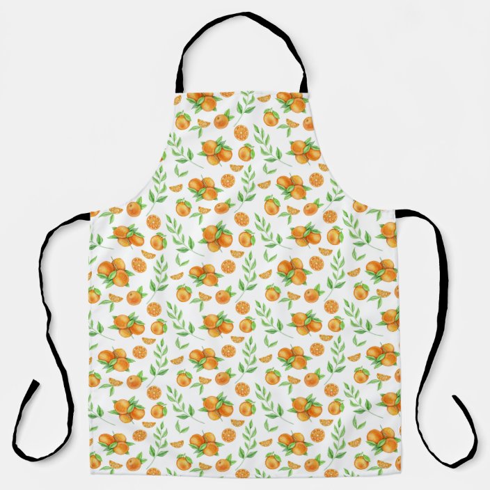 Watercolor Oranges and Orange Slices Pattern Apron | Zazzle.com