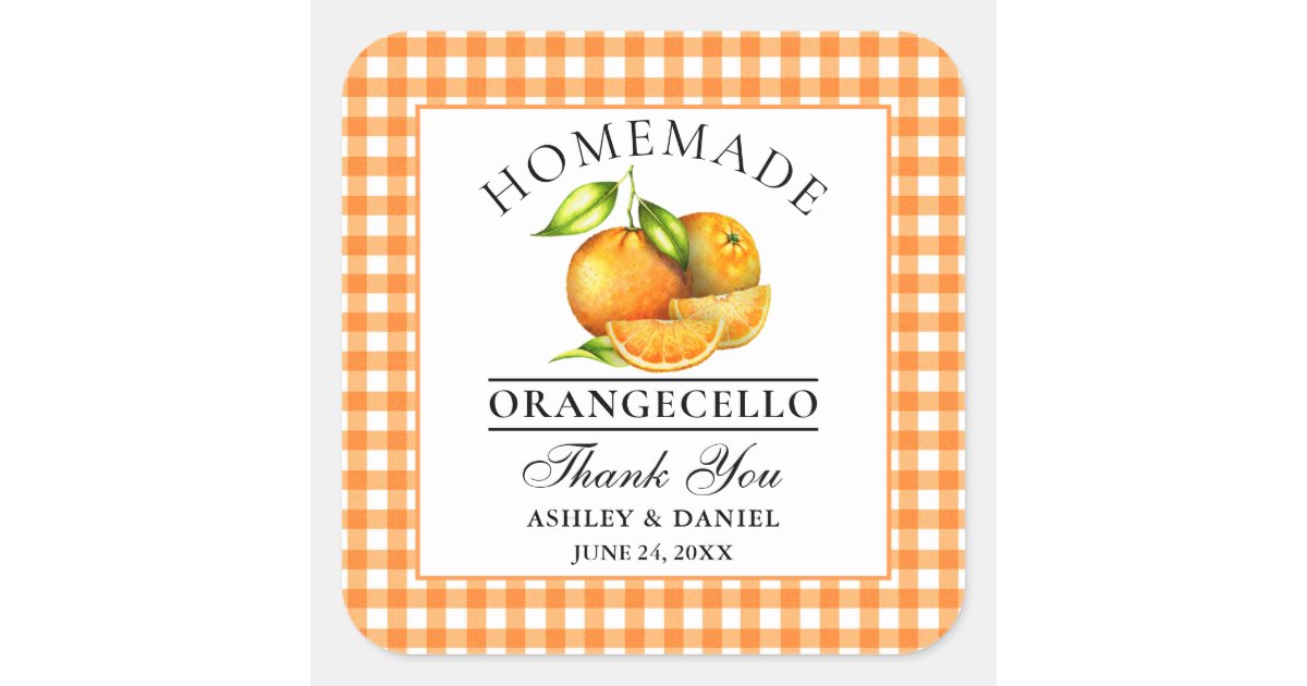 Watercolor Oranges Orangecello Wedding Thank You Square Sticker | Zazzle