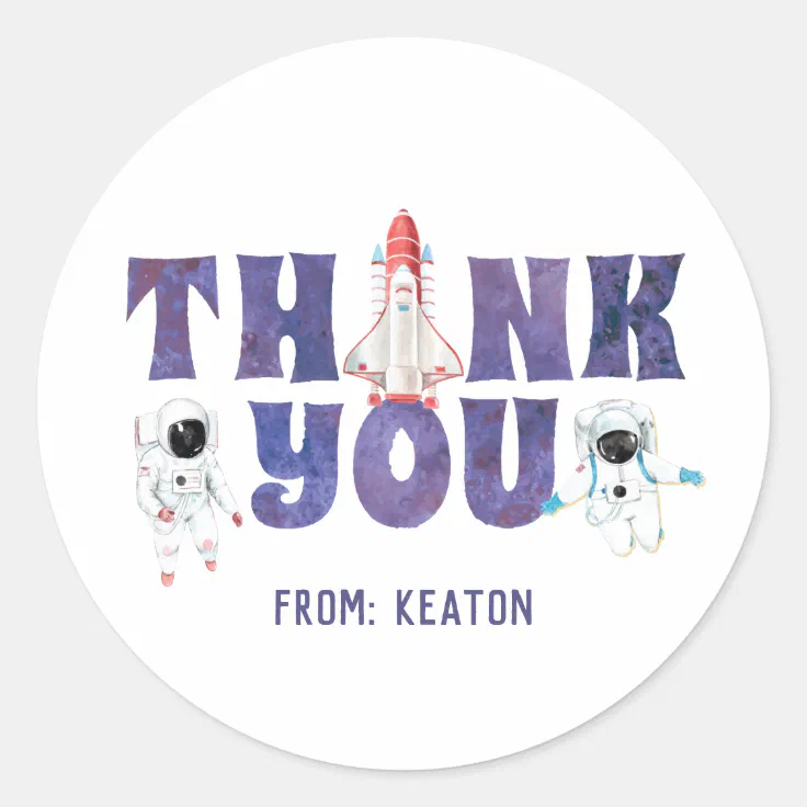Watercolor Outer Space Thank You Sticker | Zazzle