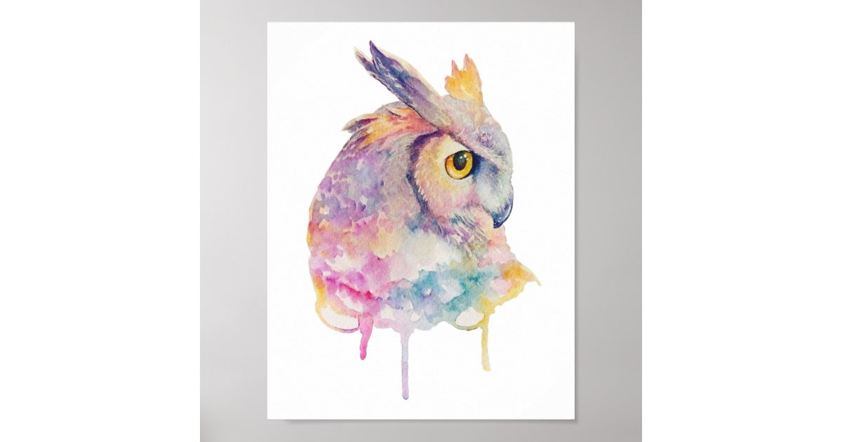 Watercolor Owl Poster | Zazzle