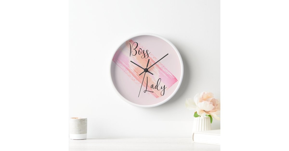 Watercolor Paint Strokes Boss Lady Clock | Zazzle