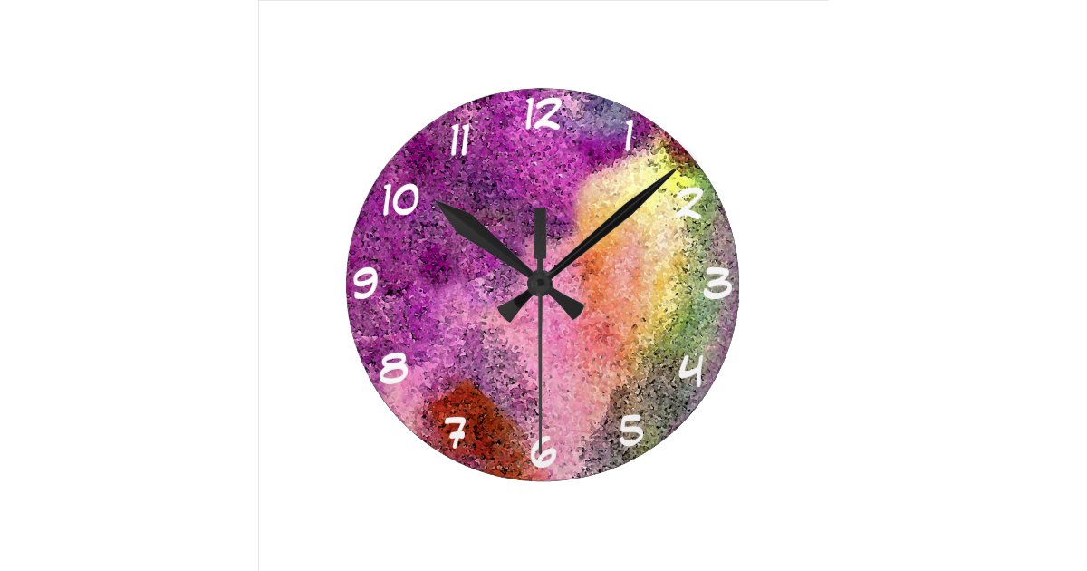 Watercolor painted Rice Paper Round Clock | Zazzle.com