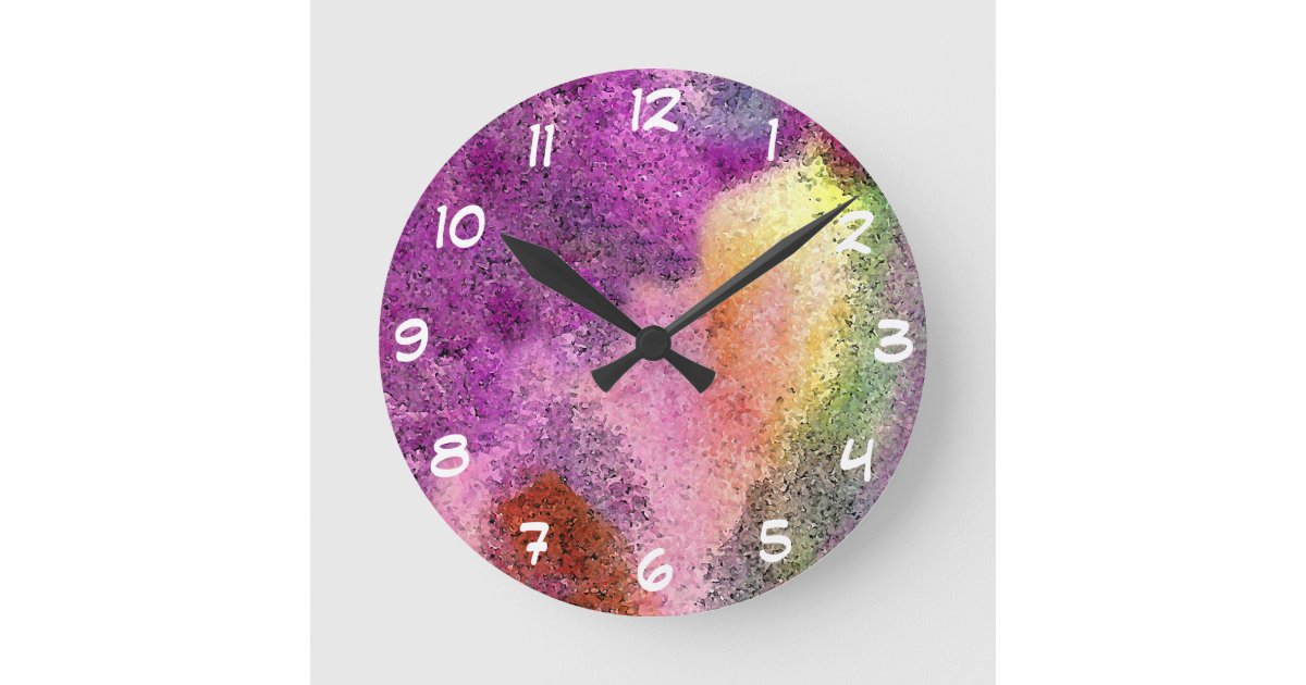 Watercolor painted Rice Paper Round Clock | Zazzle