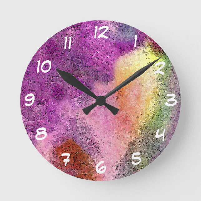 Watercolor painted Rice Paper Round Clock | Zazzle