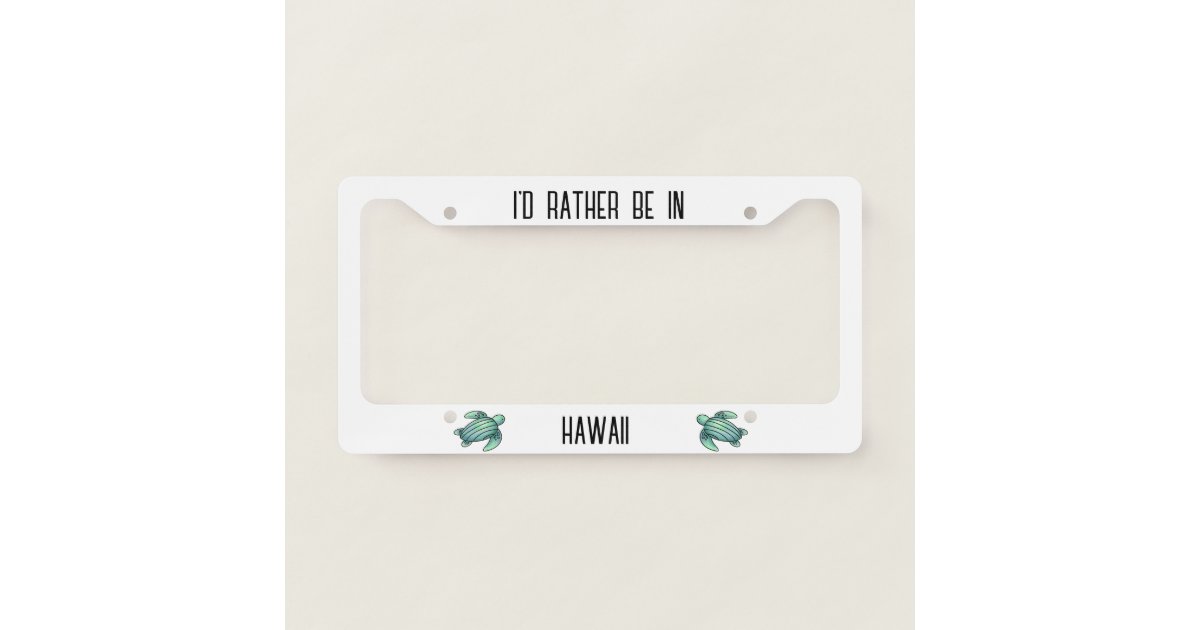 watercolor painted sea turtle cartoon blue green license plate frame ...