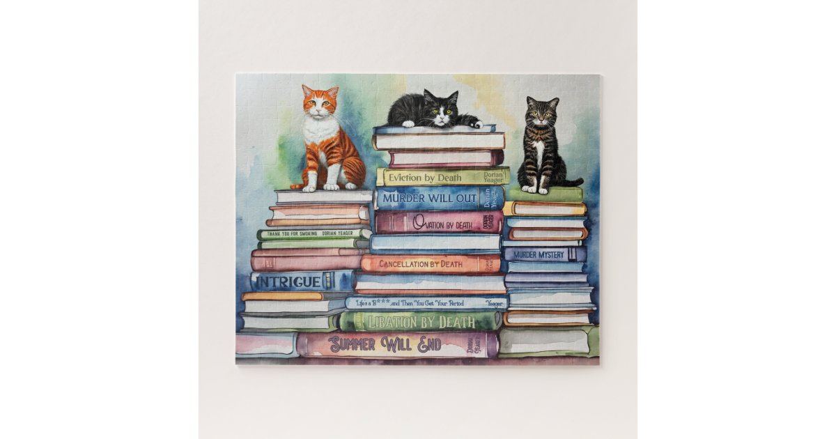 Watercolor Painted Stack of Reading Books Jigsaw Puzzle | Zazzle