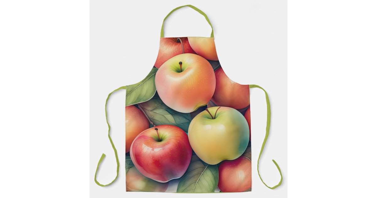 Watercolor Painting of Apples Apron | Zazzle