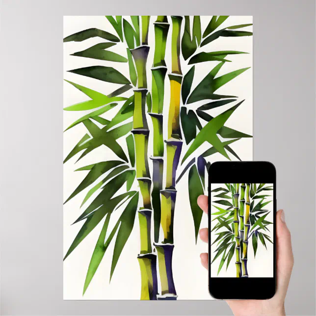 Watercolor Painting Of Bamboo Poster | Zazzle