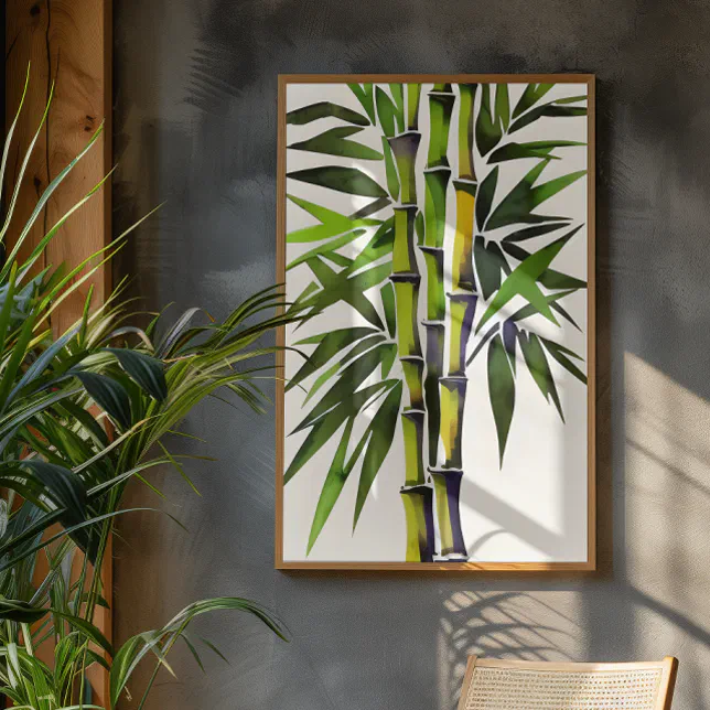 Watercolor Painting Of Bamboo Poster | Zazzle