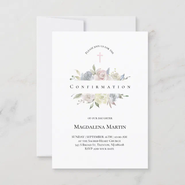 watercolor pale flowers Confirmation Invitation | Zazzle