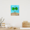 Watercolor Palm Tree Beach Scene Collage Poster | Zazzle