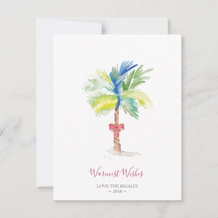 Watercolor Palm Tree Christmas Card, Holiday Card | Zazzle.com