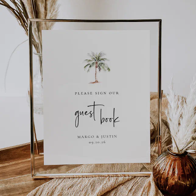 Watercolor Palm Tree Guest Book Sign | Zazzle