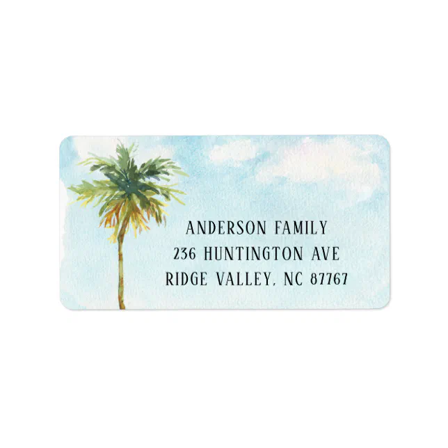 Watercolor Palm Tree New Address Label | Zazzle