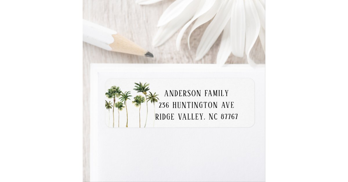 Watercolor Palm Trees New Address Label | Zazzle