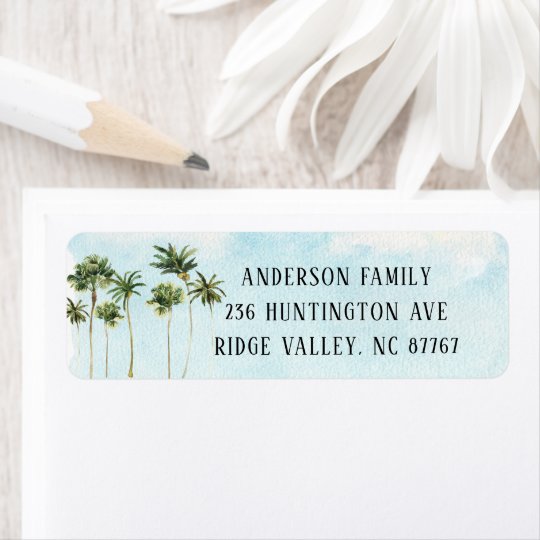 Watercolor Palm Trees New Address Label | Zazzle.com