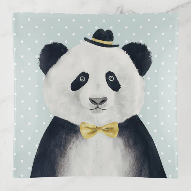 Watercolor Panda Bear Trinket Tray | Zazzle