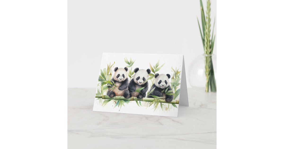 Watercolor Panda Bears Birthday Card | Zazzle