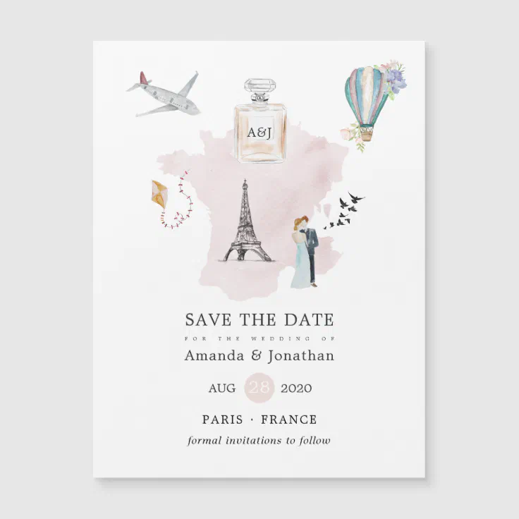 Watercolor Paris Destination Wedding Monogram | Zazzle