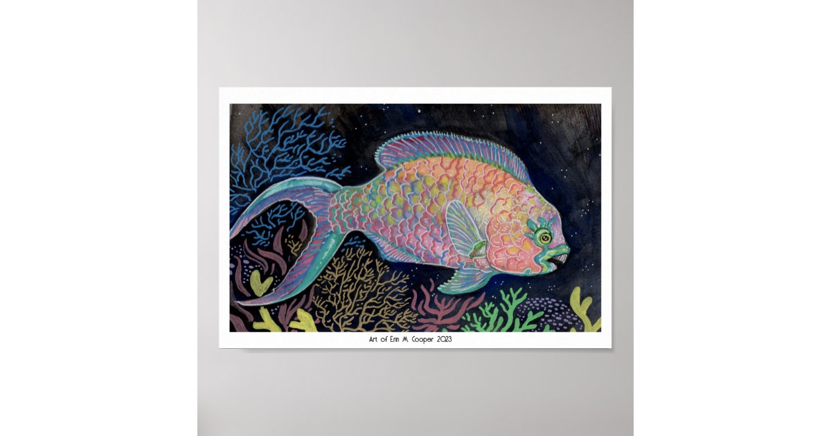 Watercolor Parrotfish Poster | Zazzle