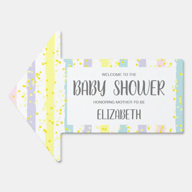 Watercolor Pastel Stripes Baby Shower Arrow Sign | Zazzle