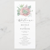 Watercolor Pastel Succulents Bouquet Wedding Program | Zazzle