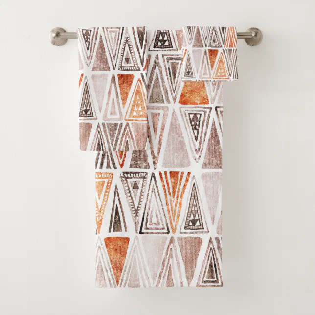 Watercolor Pastel Terracotta Tribal Triangles Bath Towel Set | Zazzle