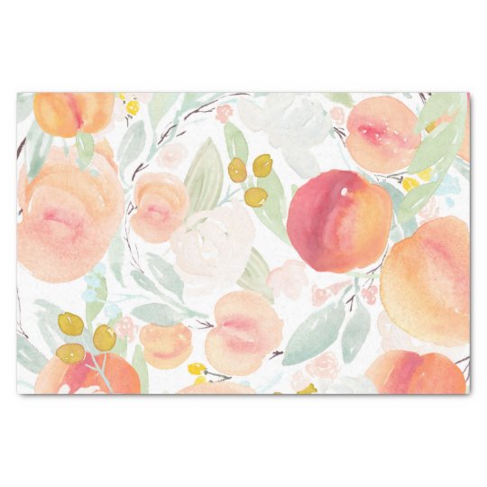 Watercolor Peach Florals Pattern Tissue Paper | Zazzle.com