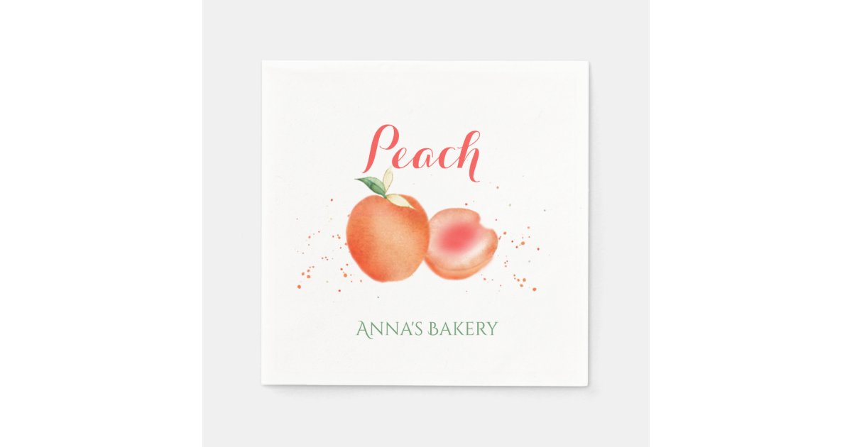 Watercolor Peach Fruits Paper Napkins | Zazzle