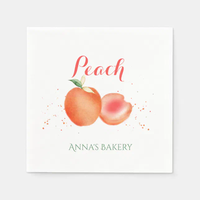 Watercolor Peach Fruits Paper Napkins | Zazzle