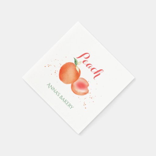 Watercolor Peach Fruits Paper Napkins | Zazzle