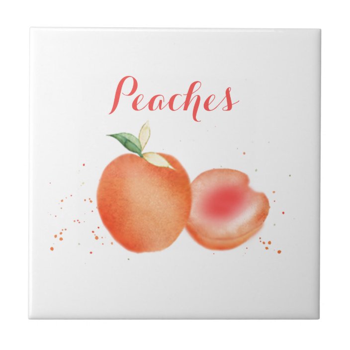 Watercolor Peaches Ceramic Tile | Zazzle.com