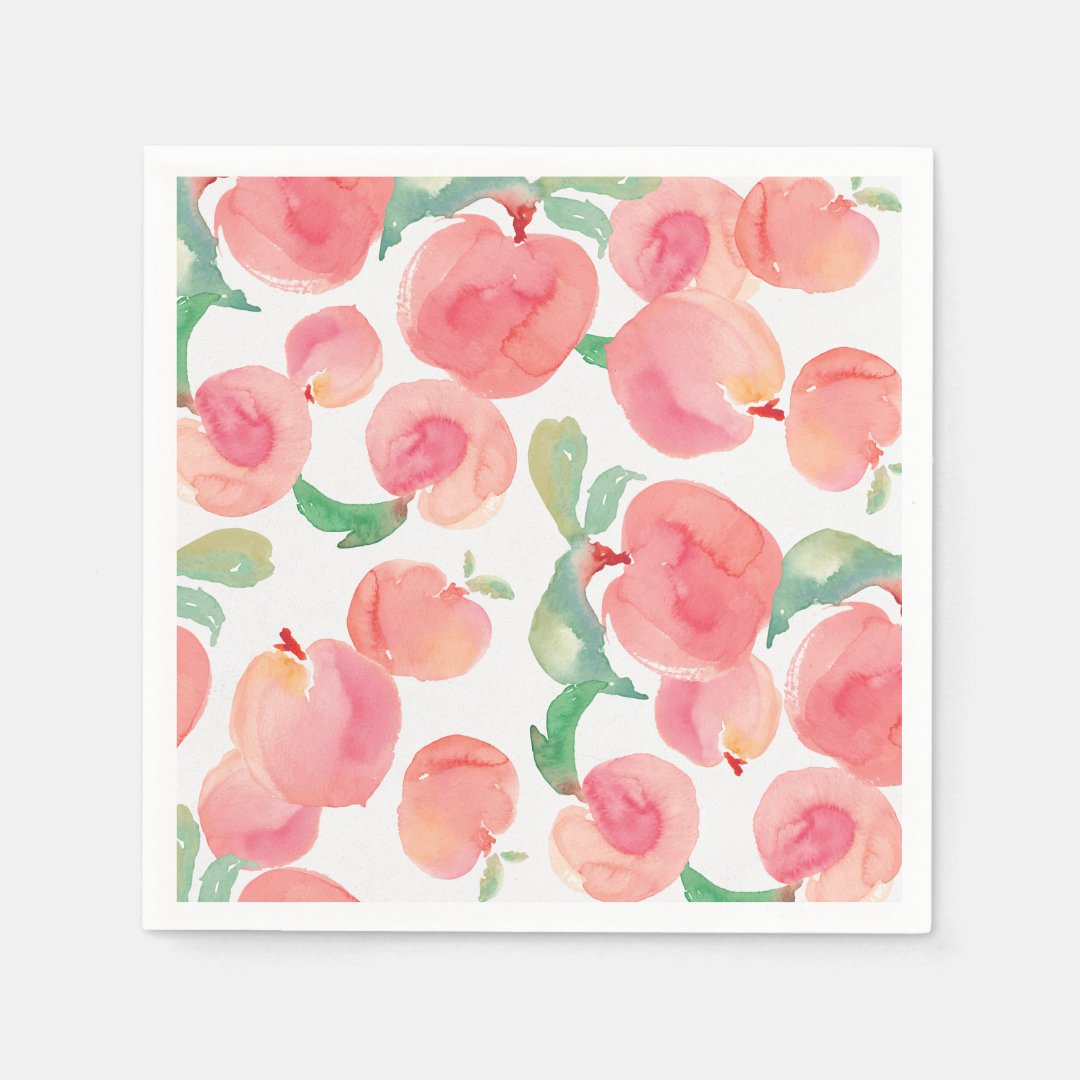 Watercolor Peaches Paper Napkins | Zazzle