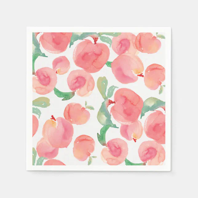 Watercolor Peaches Paper Napkins | Zazzle
